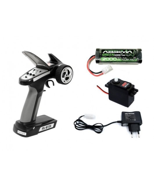 Pack Radio FS-GT2E + Accu NiMH 2000mAh + Chargeur + Servo FSGT2EL