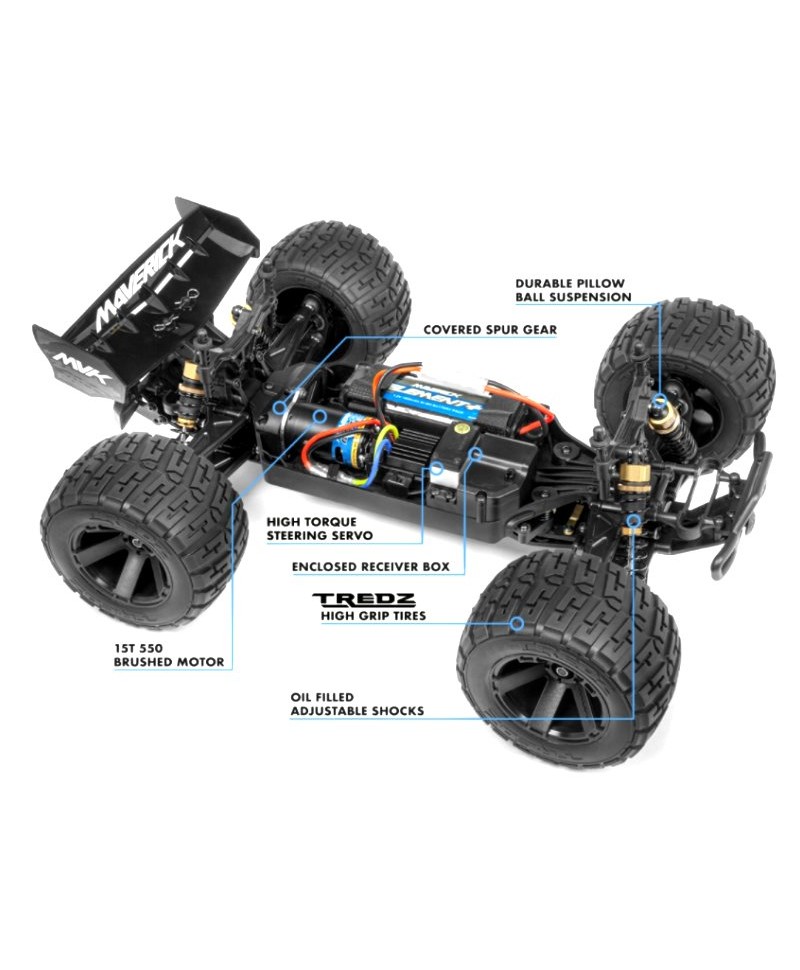 Truck MAVERICK QUANTUM 4X4 XT BLEU 1/10 4WD 2,4Ghz RTR